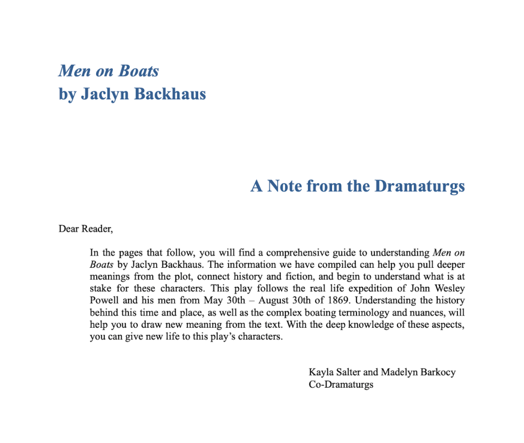 Dramaturgy – Kayla Salter Giltner